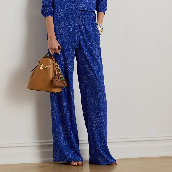 Ralph Lauren Paisley Crepe Wide-leg Pant - Blue Multi