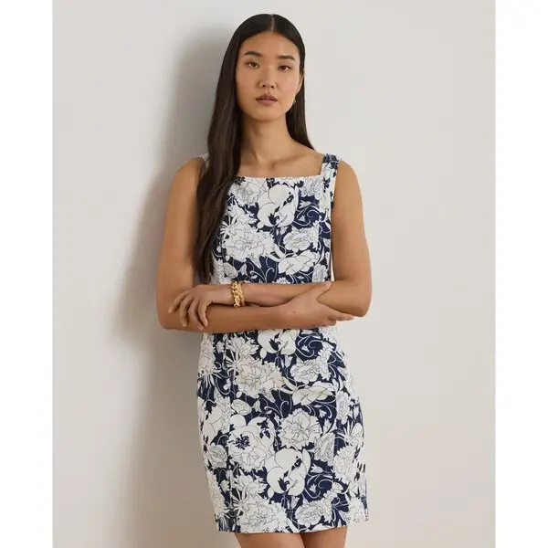 Ralph Lauren Floral Linen Sleeveless Shift Dress