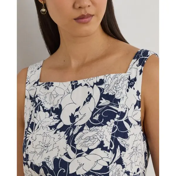 Ralph Lauren Floral Linen Sleeveless Shift Dress