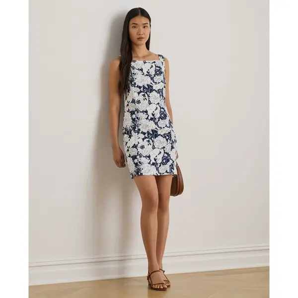 Ralph Lauren Floral Linen Sleeveless Shift Dress