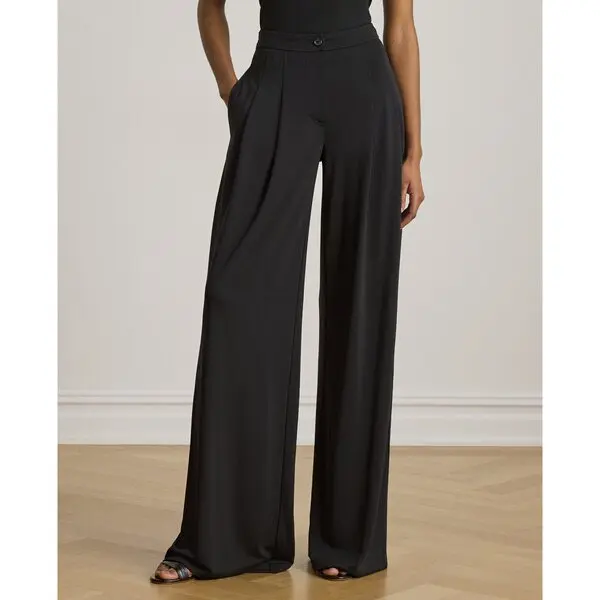 Ralph Lauren Pleated Wide-leg Trousers - Black