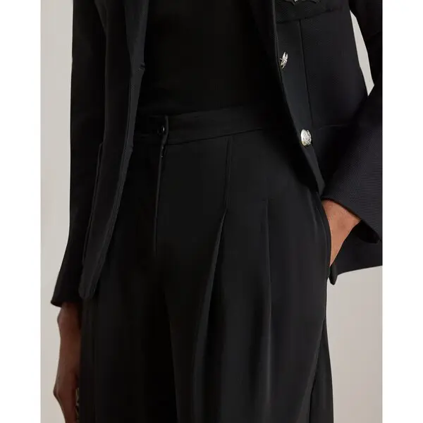 Ralph Lauren Pleated Wide-leg Trousers - Black