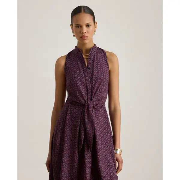 Ralph Lauren Printed Tie-front Sleeveless Dress