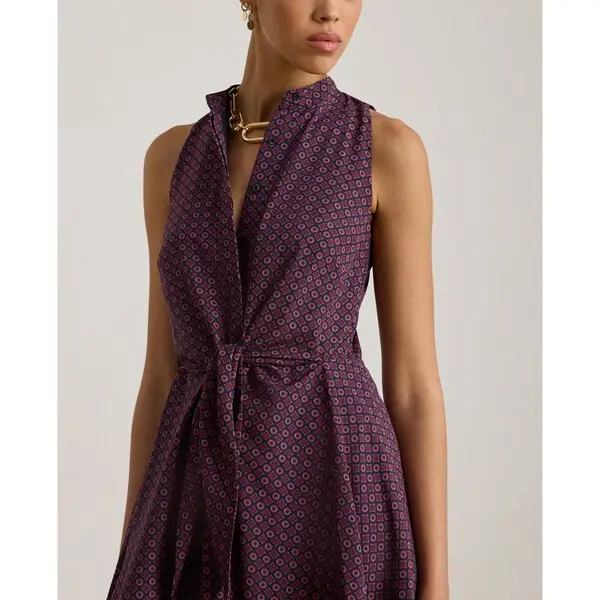 Ralph Lauren Printed Tie-front Sleeveless Dress