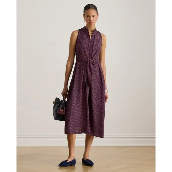 Ralph Lauren Printed Tie-front Sleeveless Dress