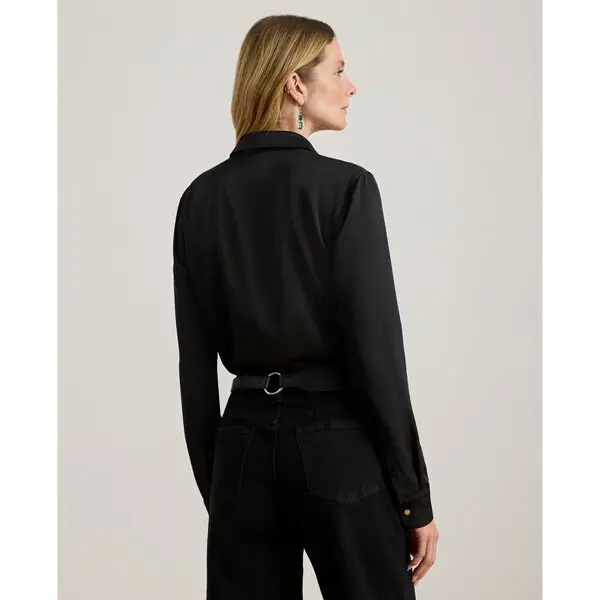 Ralph Lauren Classic Fit Satin Charmeuse Shirt - Black