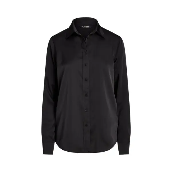 Ralph Lauren Classic Fit Satin Charmeuse Shirt - Black