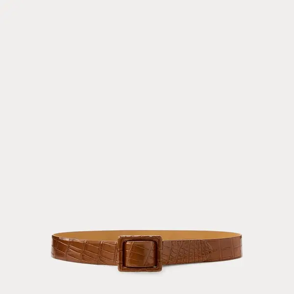 Ralph Lauren Alligator Trench Buckle Belt - Honey