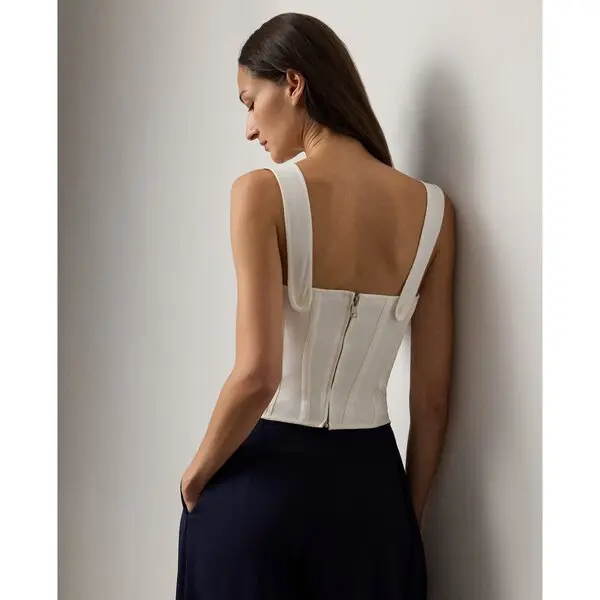 Ralph Lauren Kat Cotton-blend Corset Top - Cream