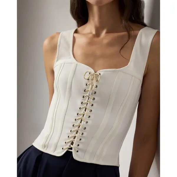 Ralph Lauren Kat Cotton-blend Corset Top - Cream