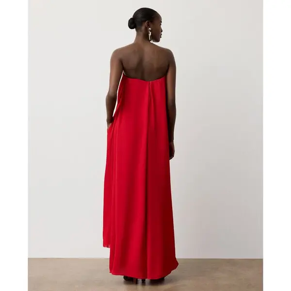 Ralph Lauren Women's Brittani Satin Evening Dress in Bright Red