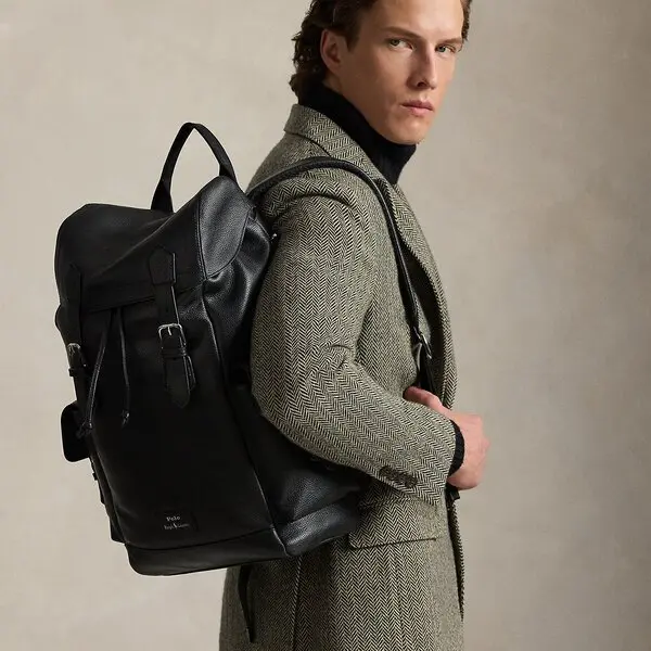 Ralph Lauren Pebbled Leather Backpack - Black