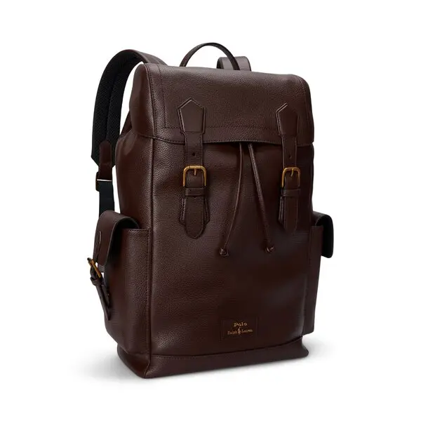 Ralph Lauren Pebbled Leather Backpack - Dark Brown