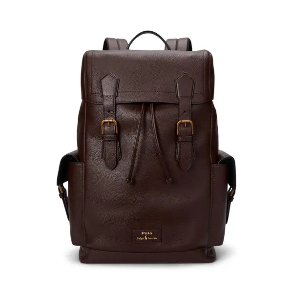 Ralph Lauren Pebbled Leather Backpack - Dark Brown