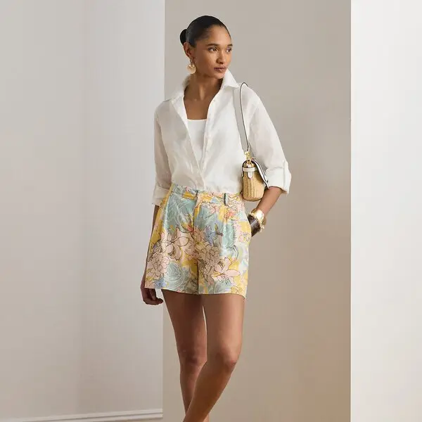 Ralph Lauren Floral Pleated Linen Short