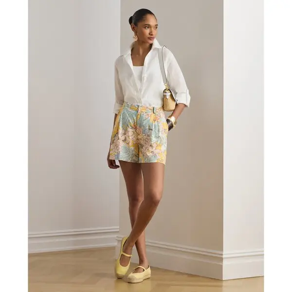 Ralph Lauren Floral Pleated Linen Short