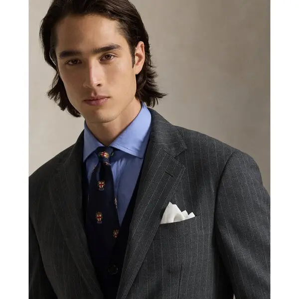 Ralph Lauren Polo Tailored Fit Rope-stripe Wool Suit - Medium Grey/cream