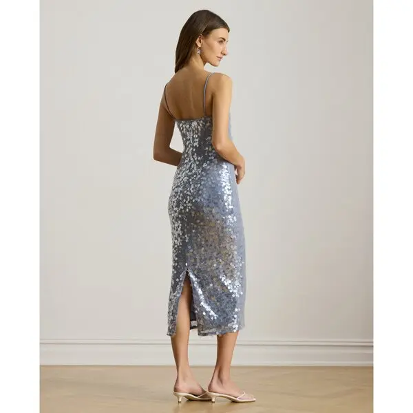 ralph lauren blue sequin dress Ralph Lauren Sequin-embellished Dress