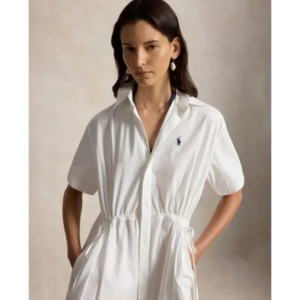 Ralph Lauren Cotton Drawcord Maxi Shirtdress