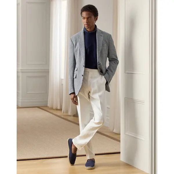 Ralph Lauren Kent Hand-tailored Tick-weave Sport Coat - Navy/white