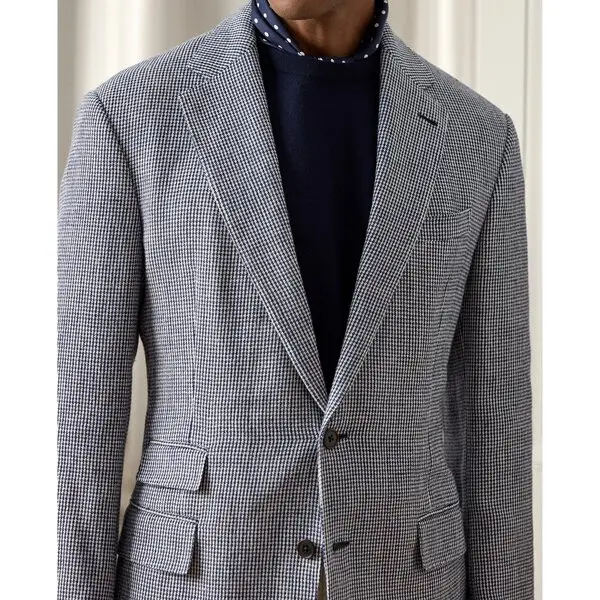 Ralph Lauren Kent Hand-tailored Tick-weave Sport Coat - Navy/white