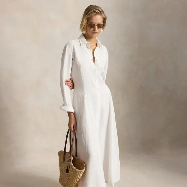 Ralph Lauren Self-tie Linen Shirt Dress