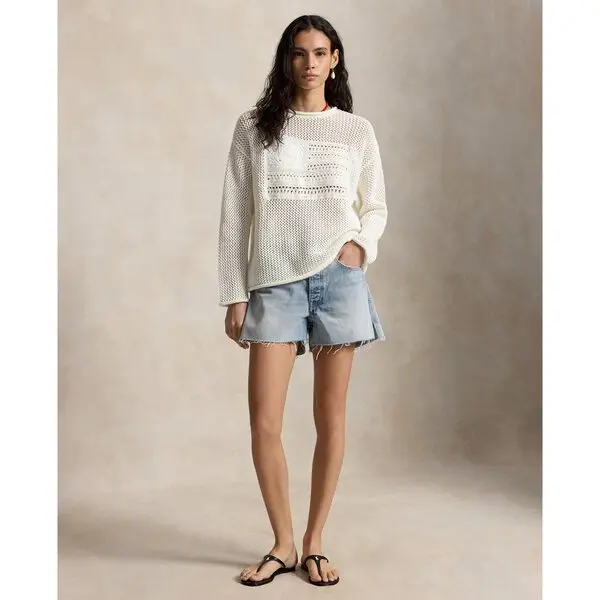 Ralph Lauren Tonal Flag Pointelle Sweater
