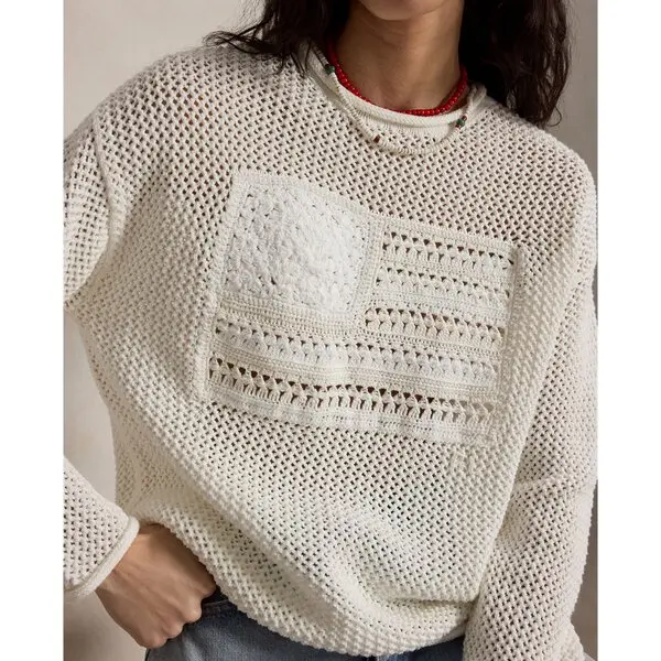 Ralph Lauren Tonal Flag Pointelle Sweater