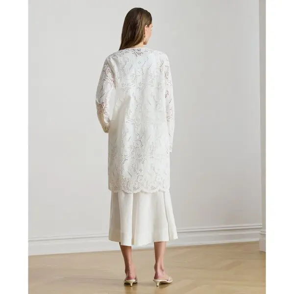 Ralph Lauren Paisley-eyelet Cotton Tunic Jacket