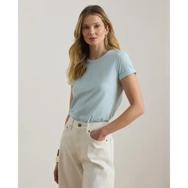 Ralph Lauren Embroidered-crest Cotton Jersey Tee - Light Blue Note