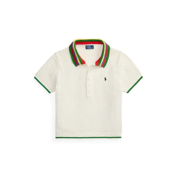 Ralph Lauren Striped-collar Pointelle Polo Shirt