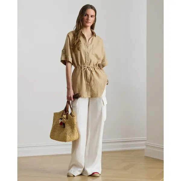 Ralph Lauren Linen Roll-tab Sleeve Tunic - Birch Tan