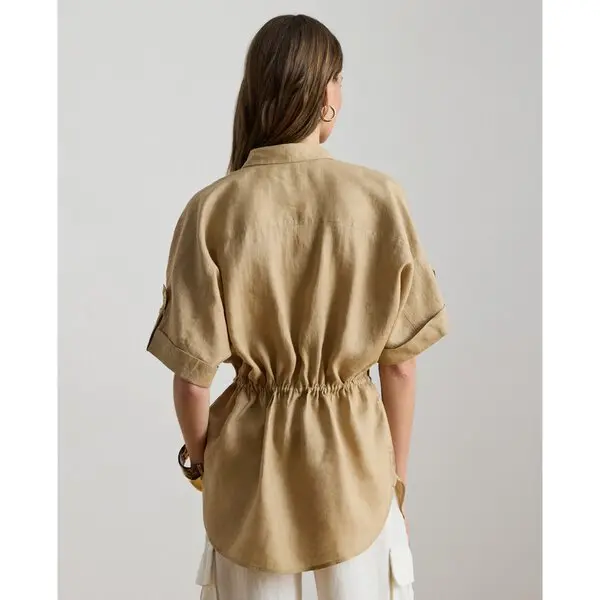 Ralph Lauren Linen Roll-tab Sleeve Tunic - Birch Tan