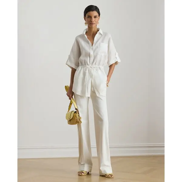 Ralph Lauren Linen Roll-tab Sleeve Tunic - White