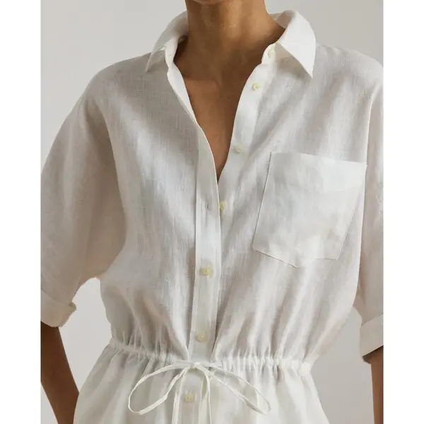 Ralph Lauren Linen Roll-tab Sleeve Tunic - White