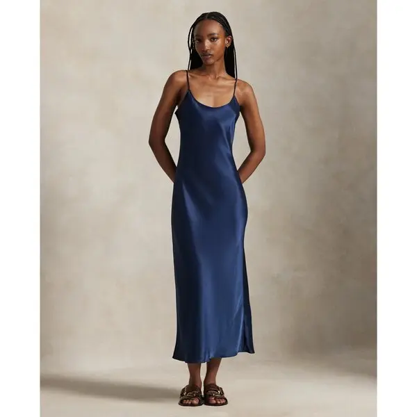 Ralph Lauren Women's Satin Slip Dress - Size 4 in Newport Navy