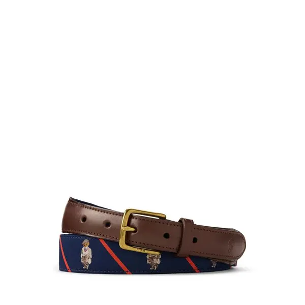 Ralph Lauren Polo Bear Leather-trim Belt