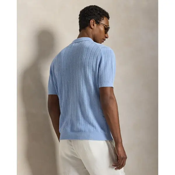 Ralph Lauren Linen Johnny-collar Sweater - Office Blue