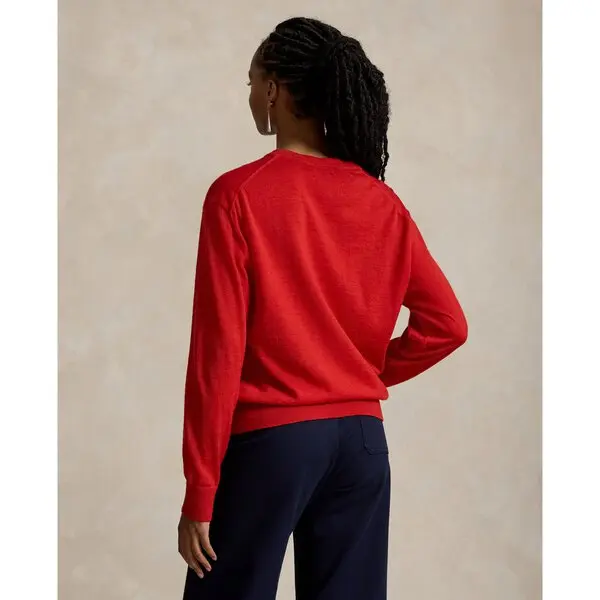 Ralph Lauren V-neck Wool Sweater - Flanders Red Heather