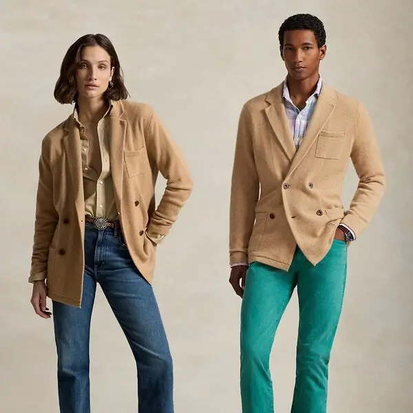 Ralph Lauren Cashmere Blazer Cardigan - New Camel Melange