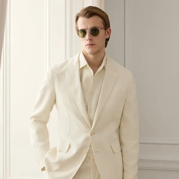 Ralph Lauren Hadley Hand-tailored Linen Suit Jacket - Classic Cream