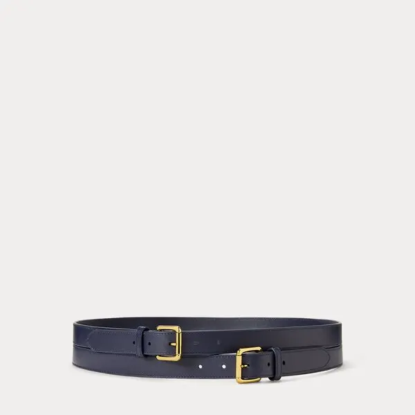 Ralph Lauren Leather Double-buckle Wide Belt - Refined Navy