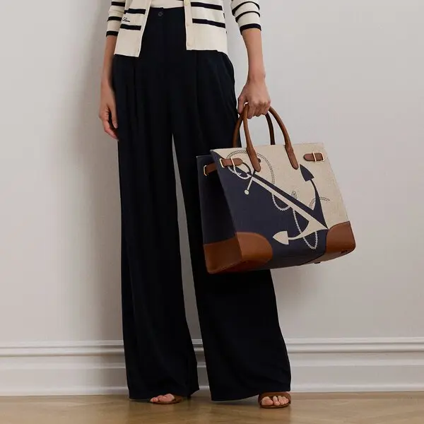 Ralph Lauren Pleated Stretch Jersey Wide-leg Pants - Lauren Navy