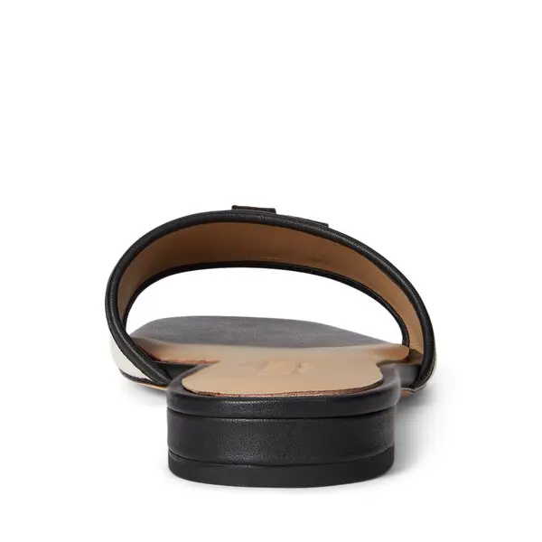 Ralph Lauren Everley Leather-trim Canvas Slide Sandal
