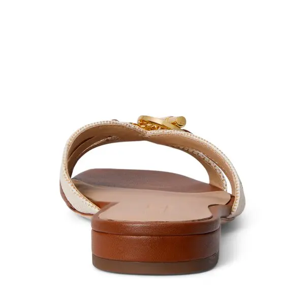 Ralph Lauren Blaike Cross-dyed Canvas Slide Sandal - Natural/buff/lauren Tan
