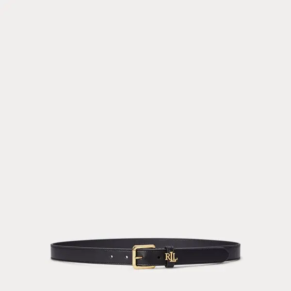 Ralph Lauren Logo-keeper Leather Skinny Belt