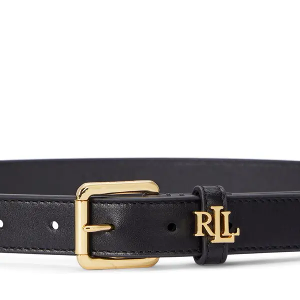 Ralph Lauren Logo-keeper Leather Skinny Belt