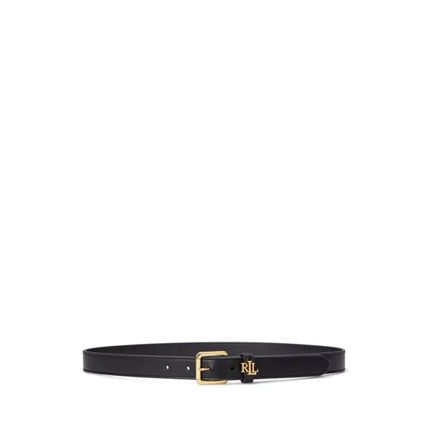 Ralph Lauren Logo-keeper Leather Skinny Belt