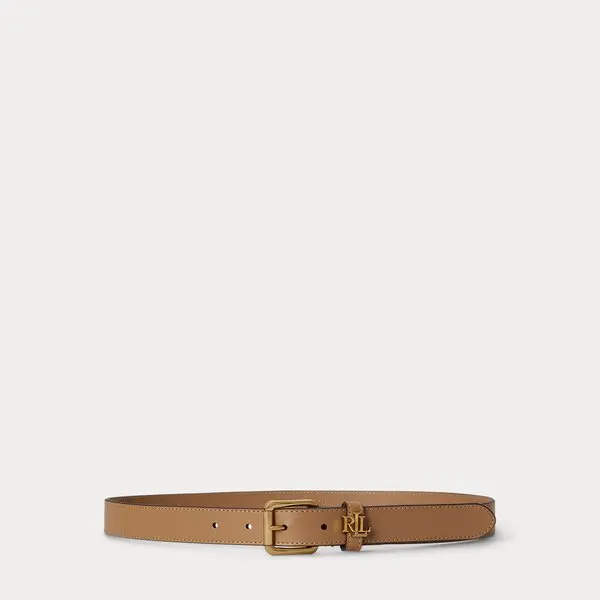 Ralph Lauren Logo Keeper Leather Belt - Camel