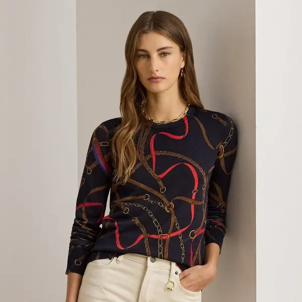 Ralph Lauren Belting-print Cotton-blend Sweater
